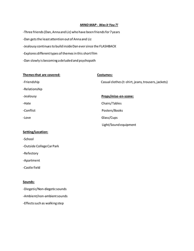Short film mind map | DOCX