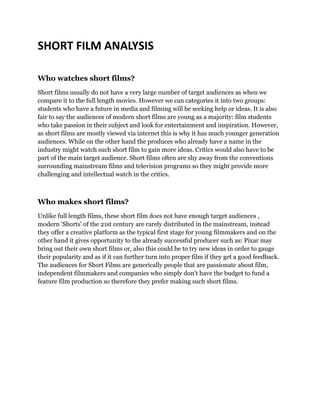 Short film analysis | PDF