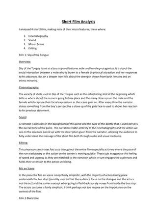 Short film analysis1 | PDF