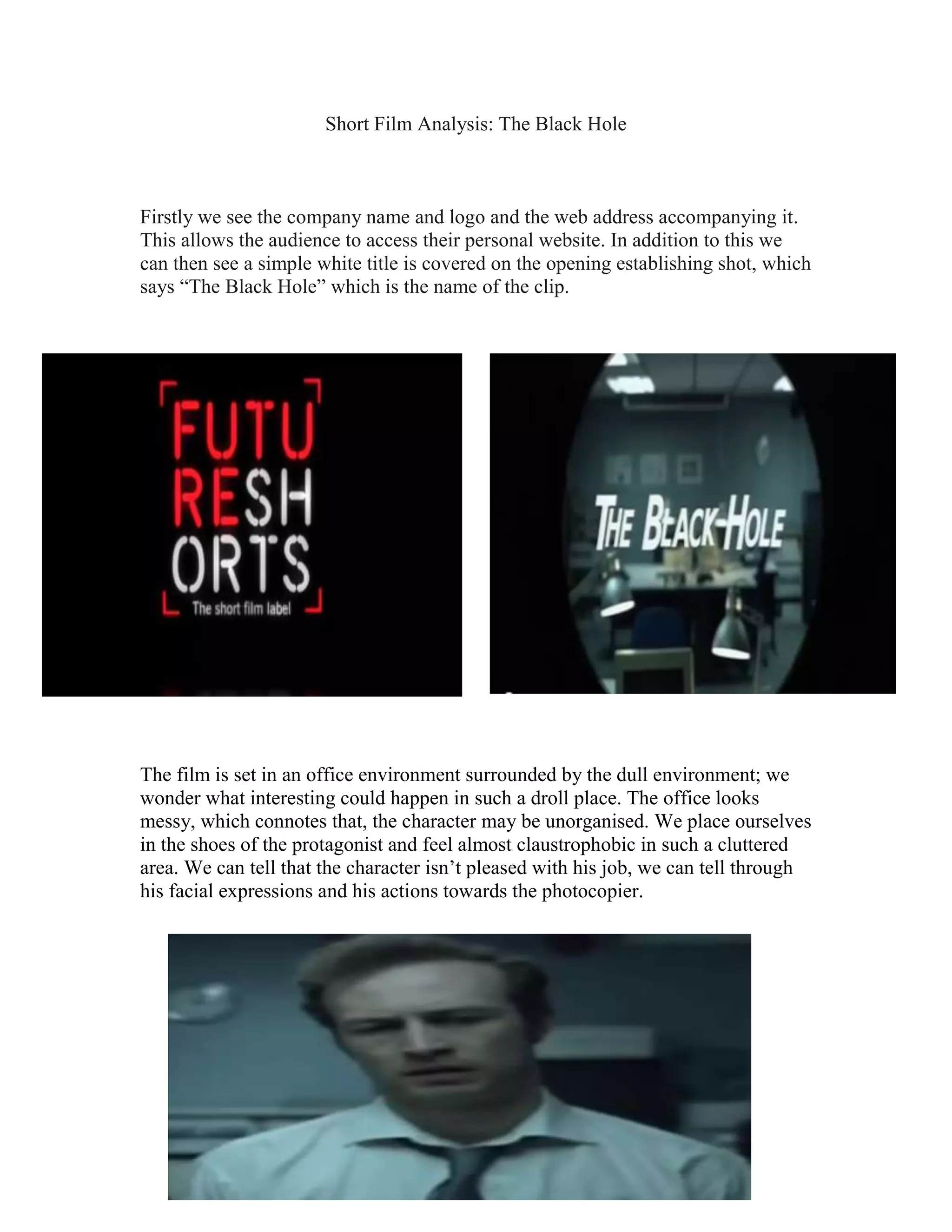 Short film analysis (black hole) | DOCX