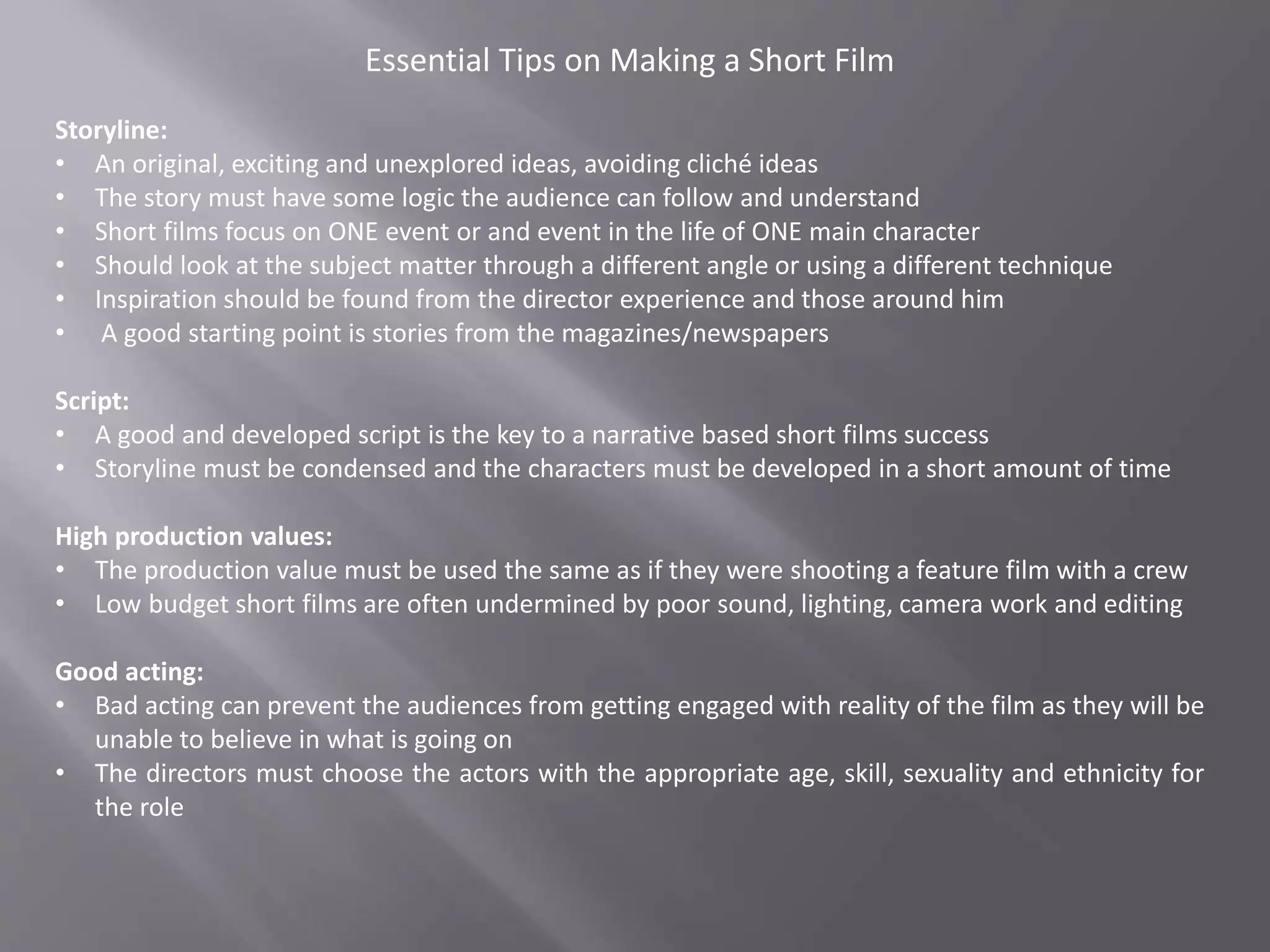 Short film and mockumentary genre codes and conventions | PPTX