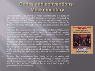 Short film and mockumentary genre codes and conventions | PPTX