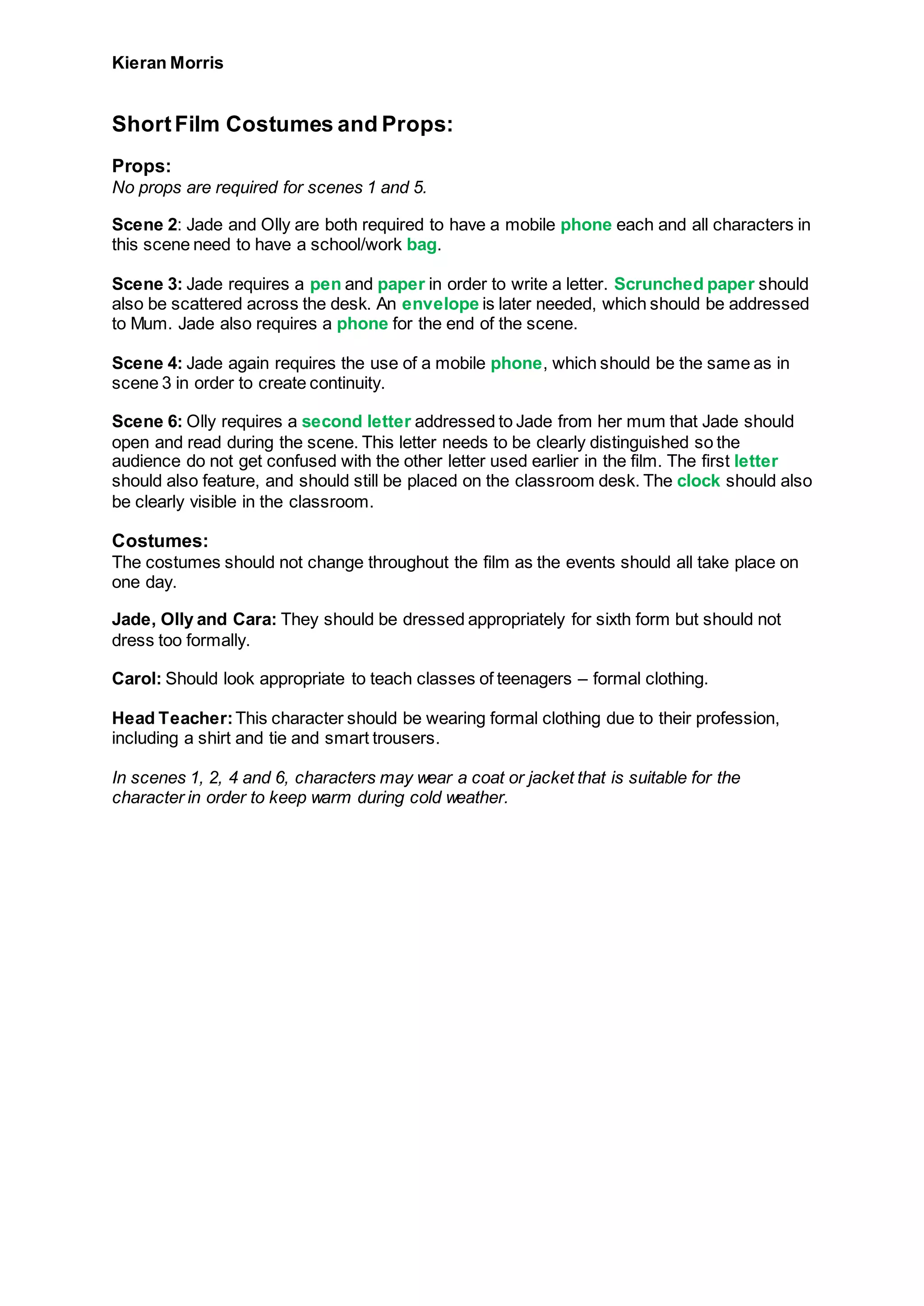 Costumes and Props UPDATED | DOCX