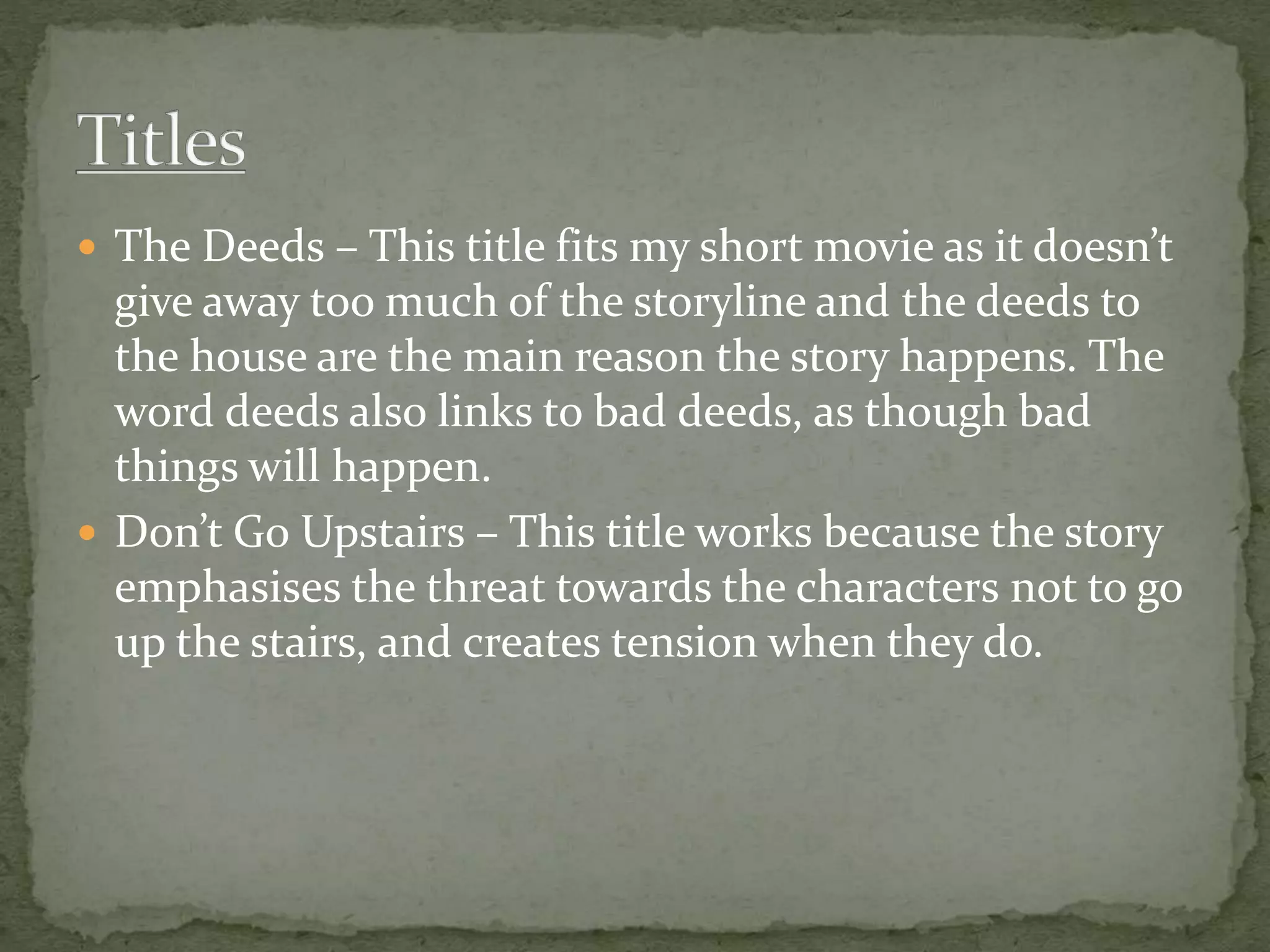 Short film pitch | PPT