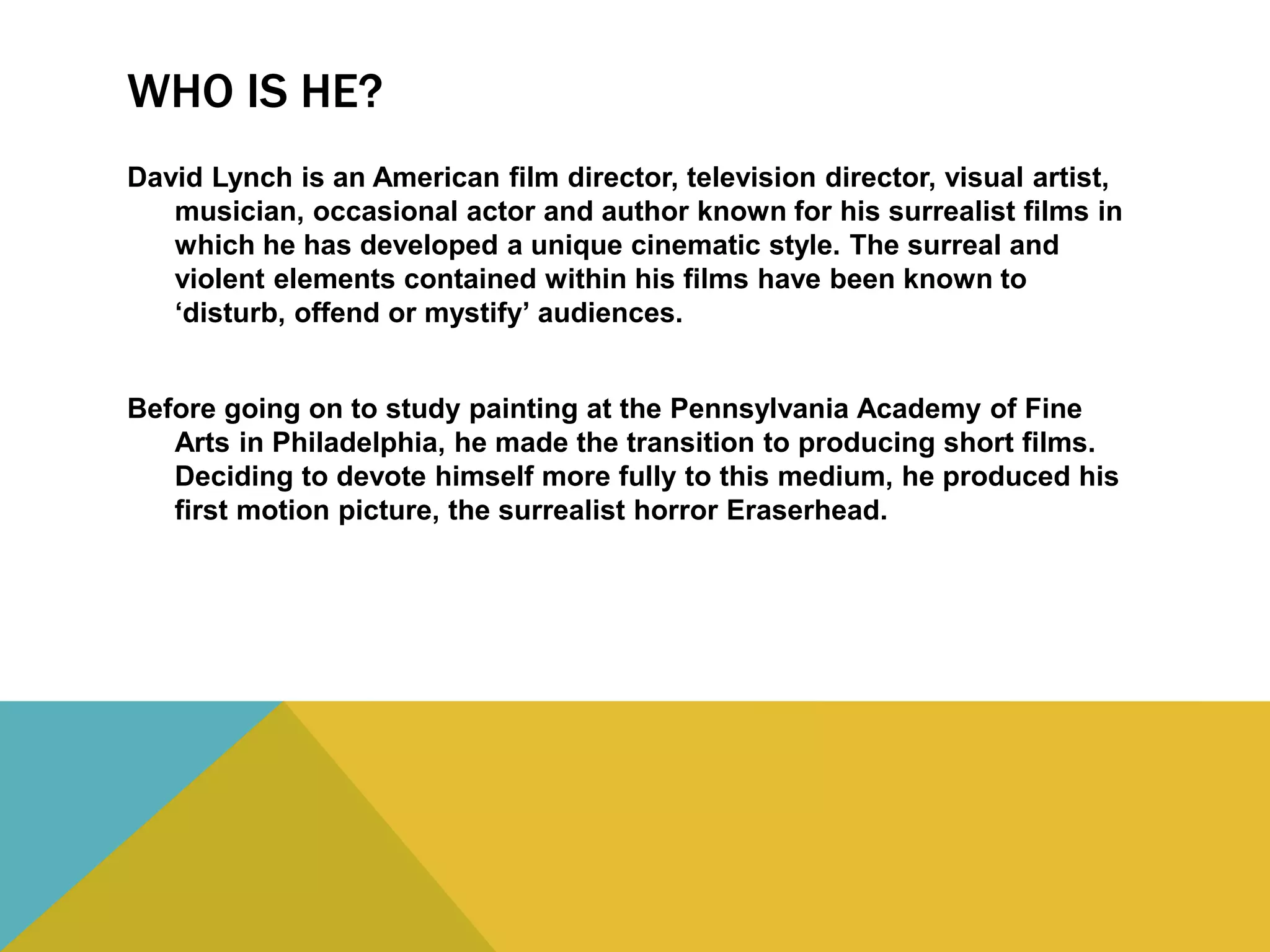 Short Film Producer – David Lynch | PPT