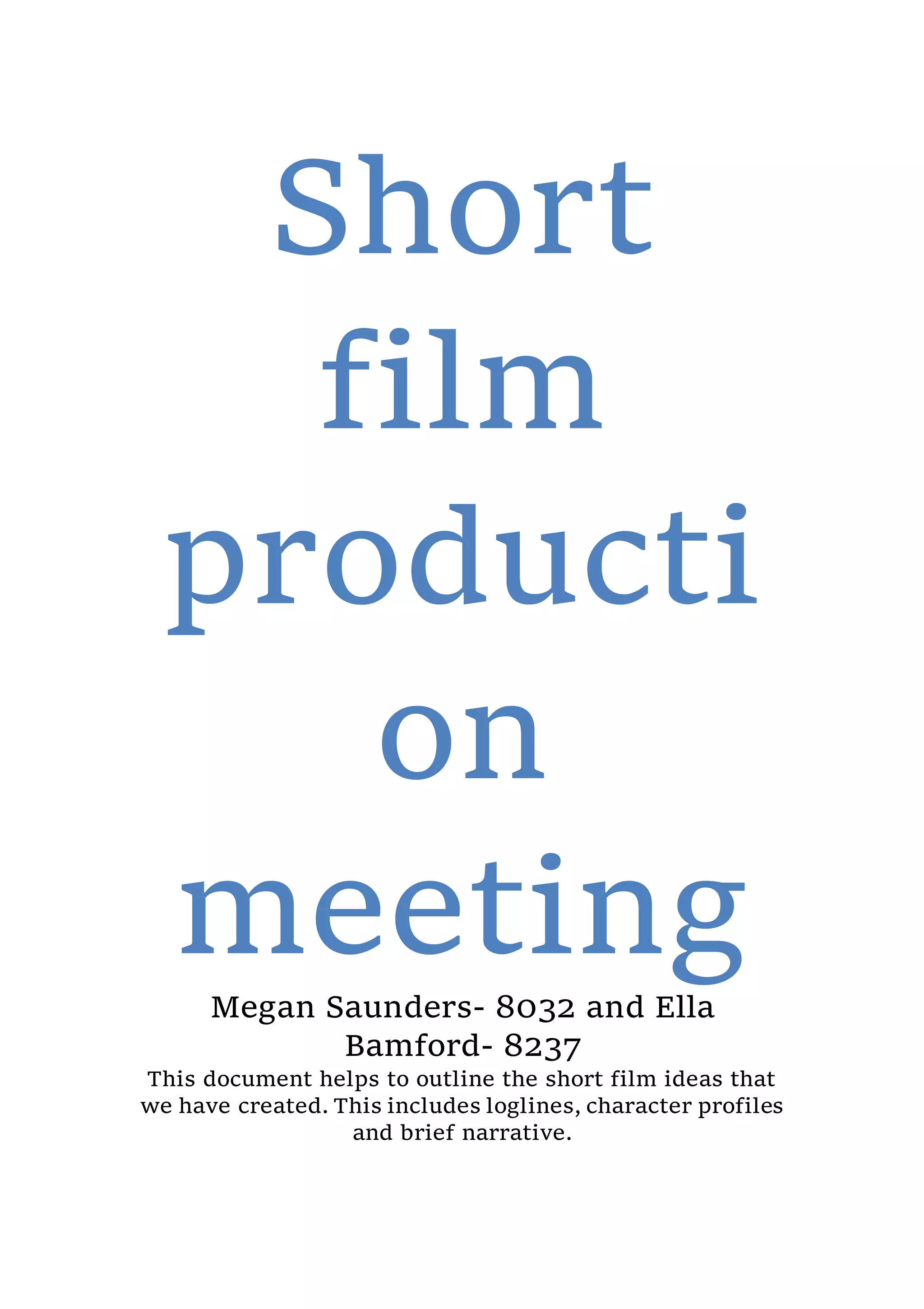 Short film production meeting | PDF