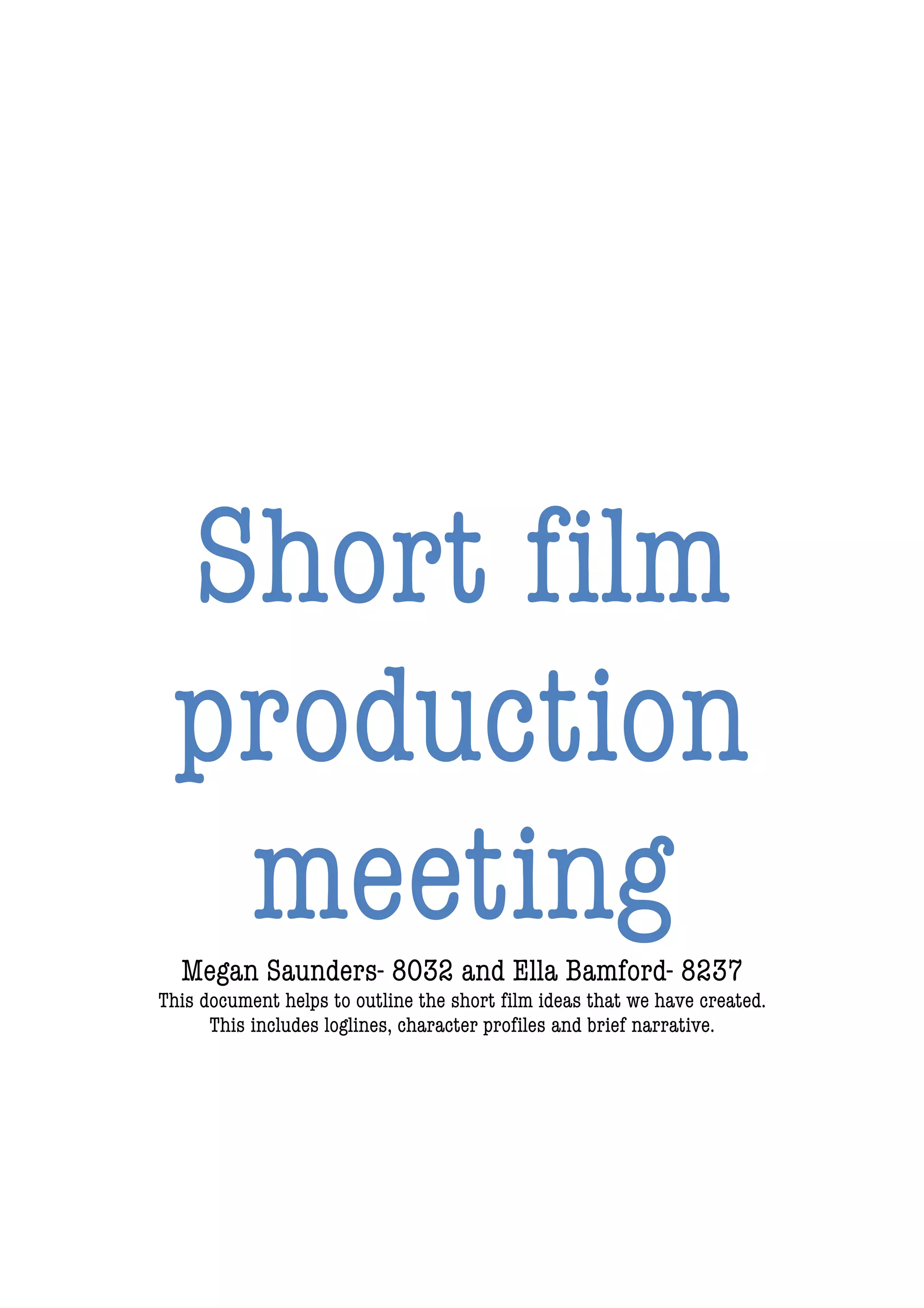 Short film production meeting | PDF