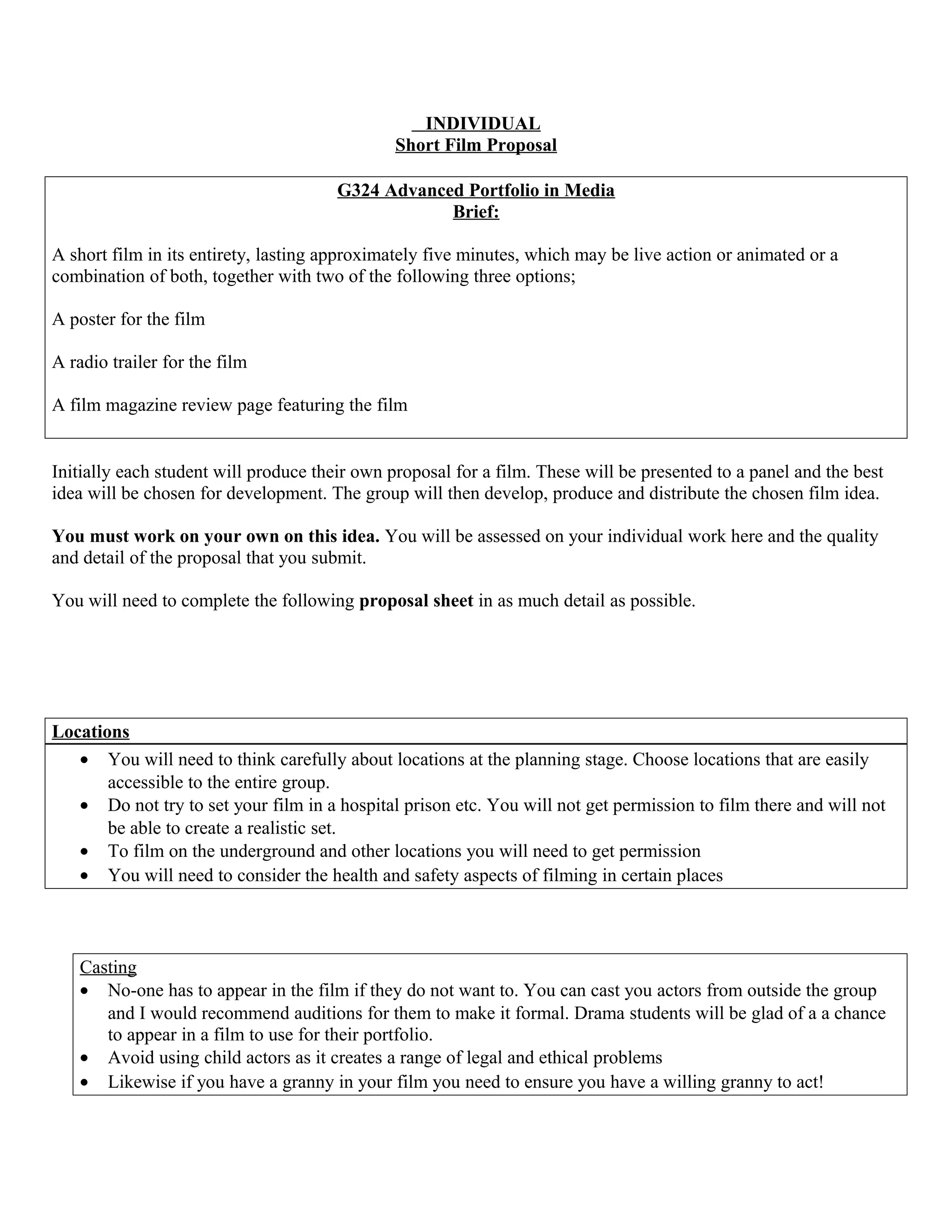 Short film proposal | DOC