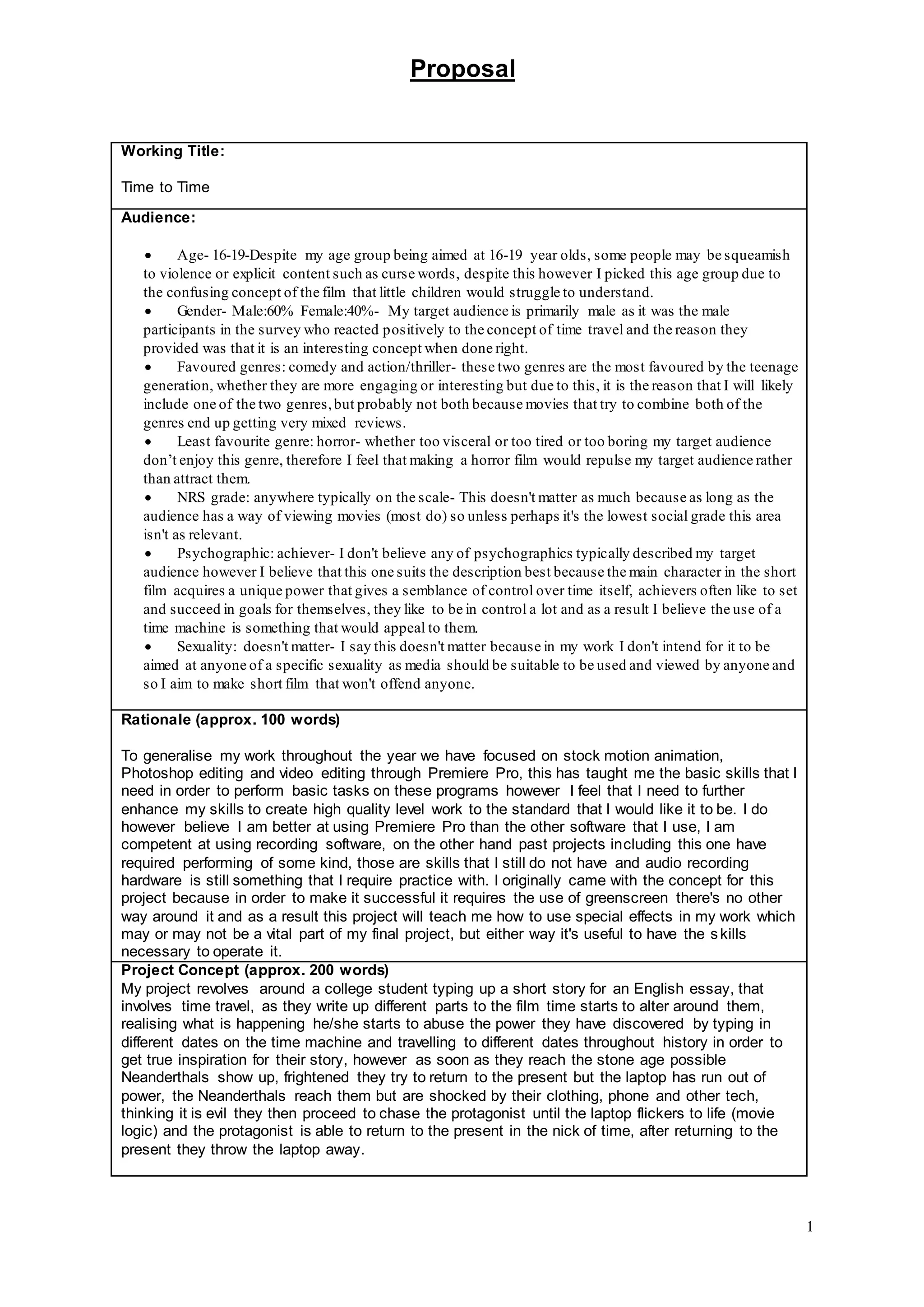 Short film proposal | DOCX