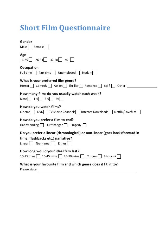 Short Film Questionnaire