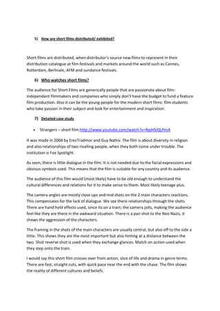 Short film research | DOCX