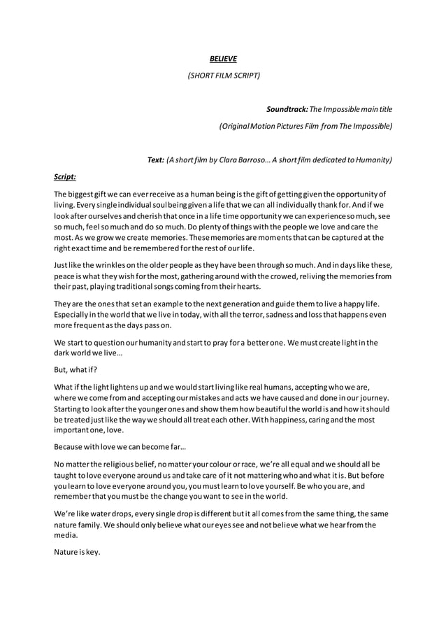 First Draft- Short film script | DOCX