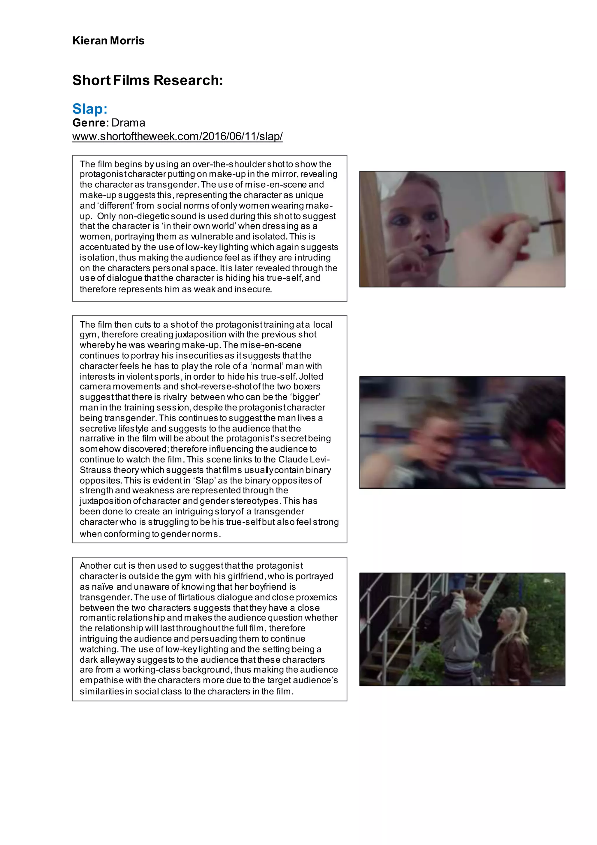 Short Films Research | DOCX