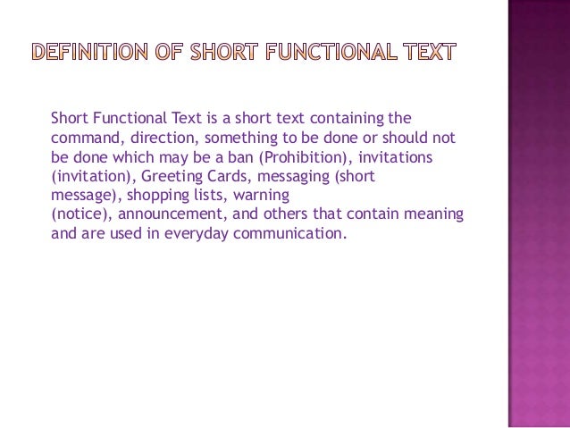 Short functional text