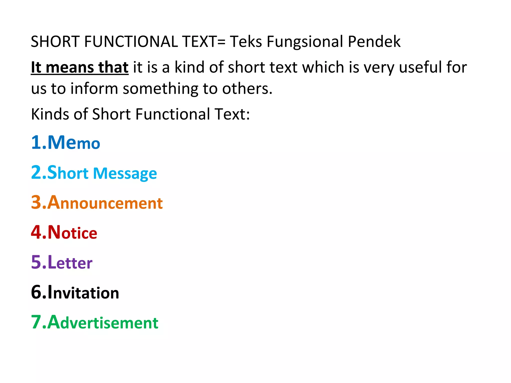 SHORT FUNCTIONAL TEXT PPT | PPT