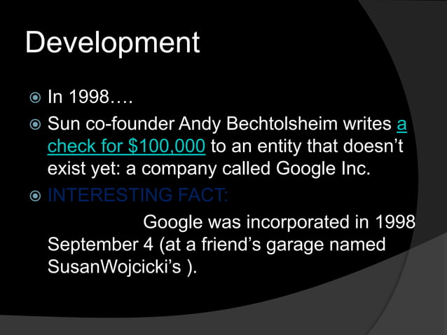Short history of google | PPTX | Search | Internet