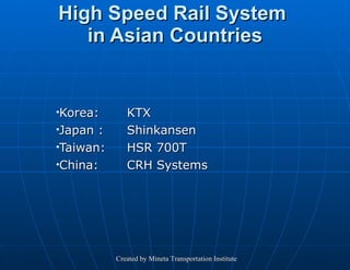 HSR Justification Presentation | PPT