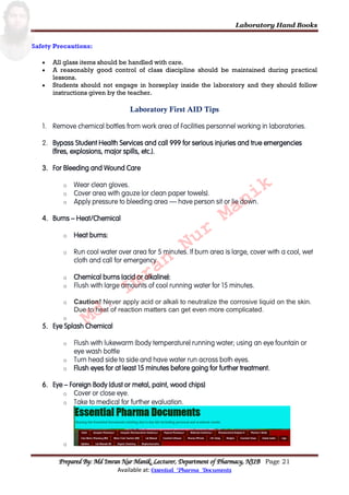 Short Laboratory Hand Book MANIK | PDF