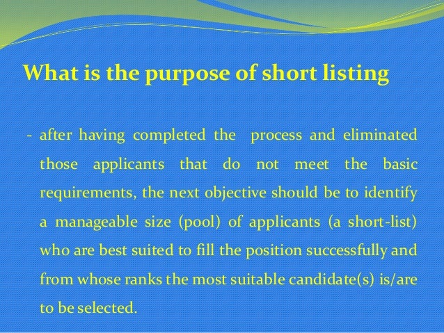 Short listing