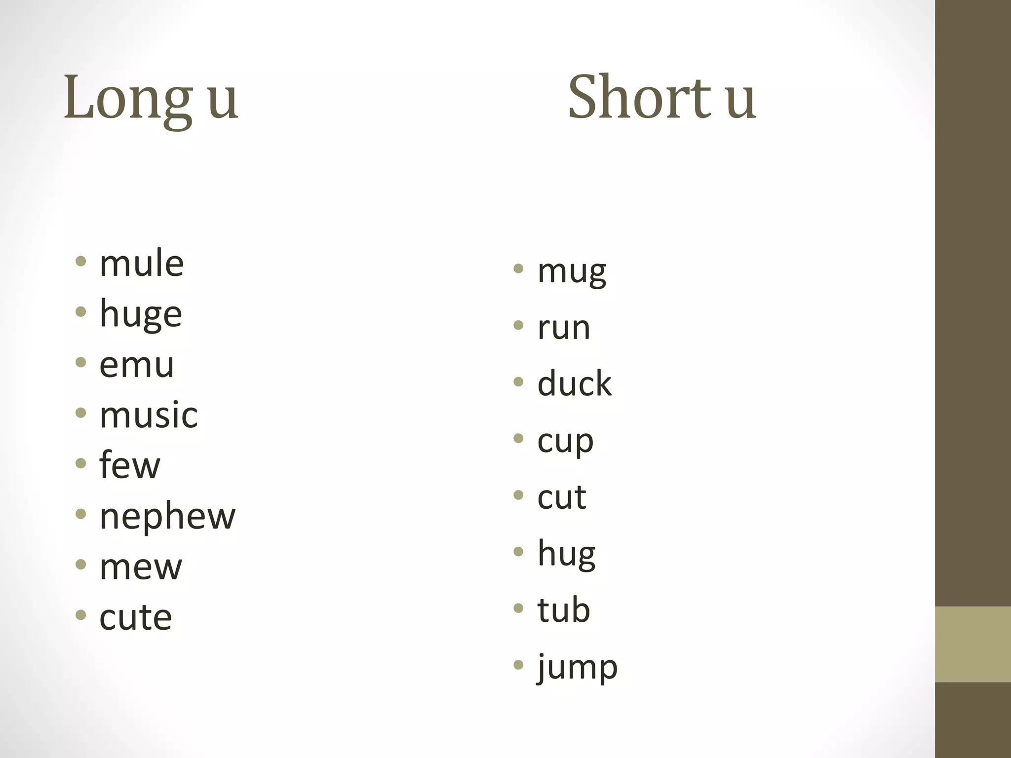 PHONICS (Long and short u sound) | PPTX