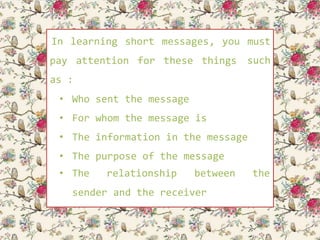 Short message Short Message. Contoh pesan singkat sederhanappt.pptx