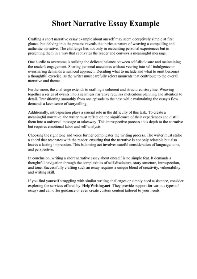 Short Narrative Essay Example | PDF