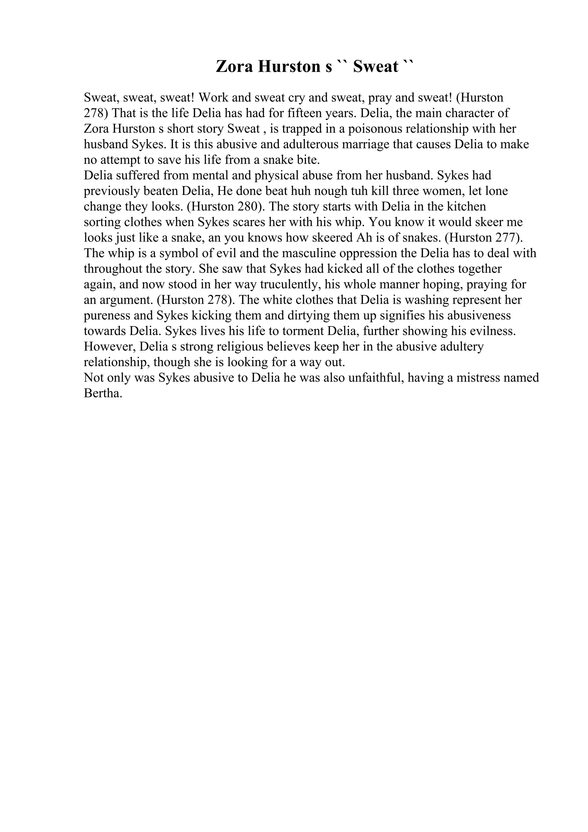 Short Narrative Essay Example | PDF