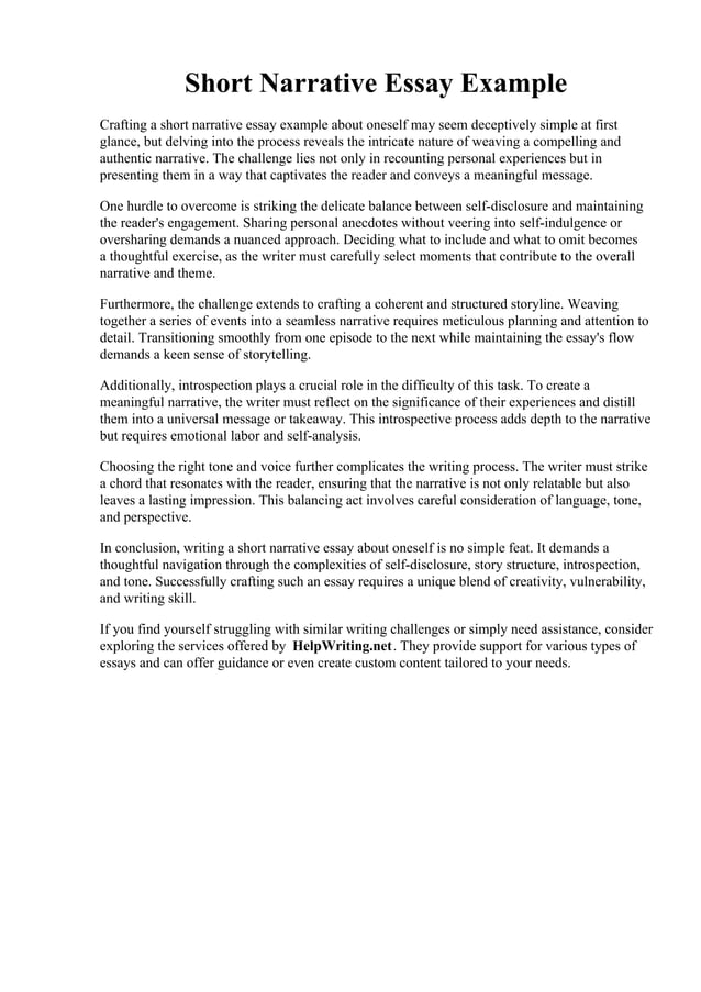 Short Narrative Essay Example | PDF