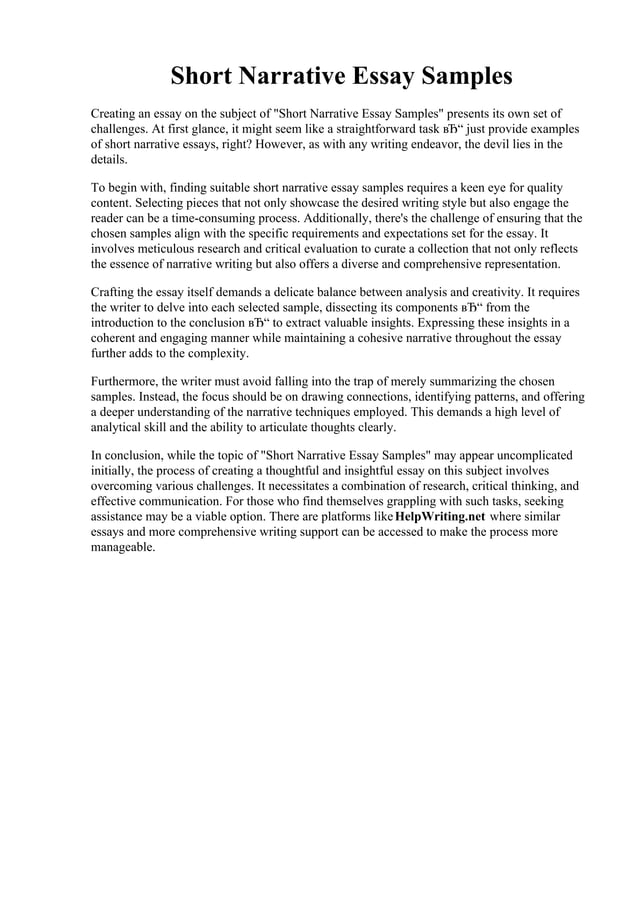 Short Narrative Essay Samples. How to use Narrative Essay Examples ...