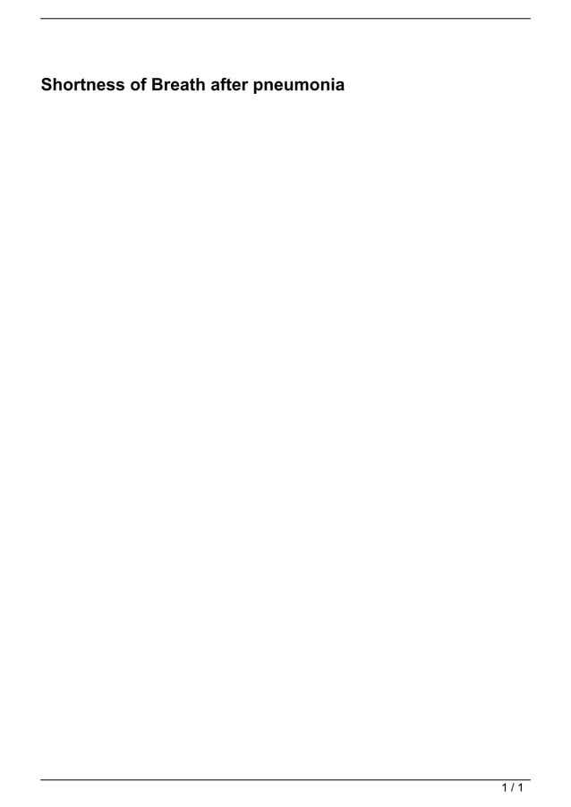 Shortness of Breath after pneumonia | PDF