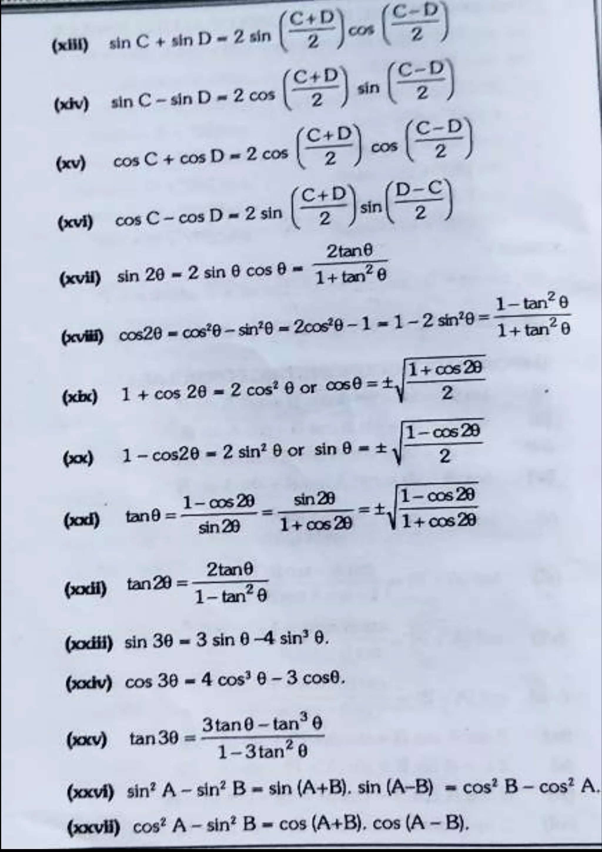Short Notes for Trigonometric ratios and identities with formula and ...