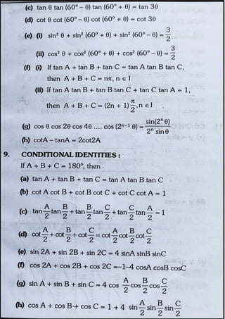 Short Notes for Trigonometric ratios and identities with formula and ...