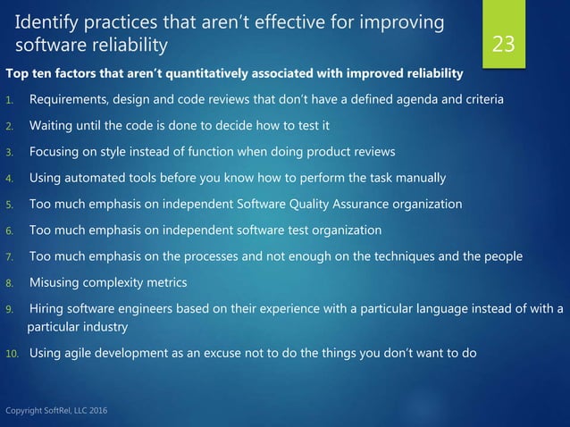 Overview of software reliability engineering | PPTX | Operating Systems | Computer Software and ...