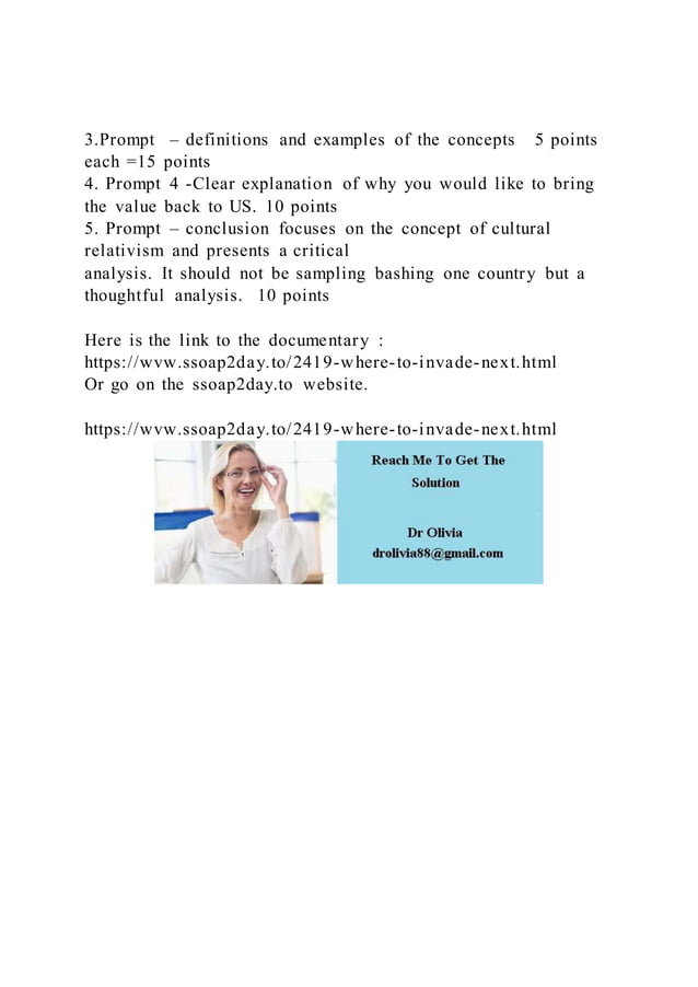 Short paper based on the documentary where to invade next | DOCX