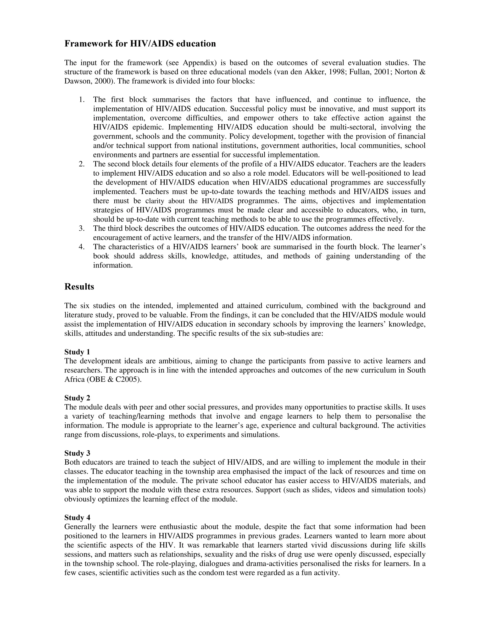 Evaluation HIV/AIDS module | PDF