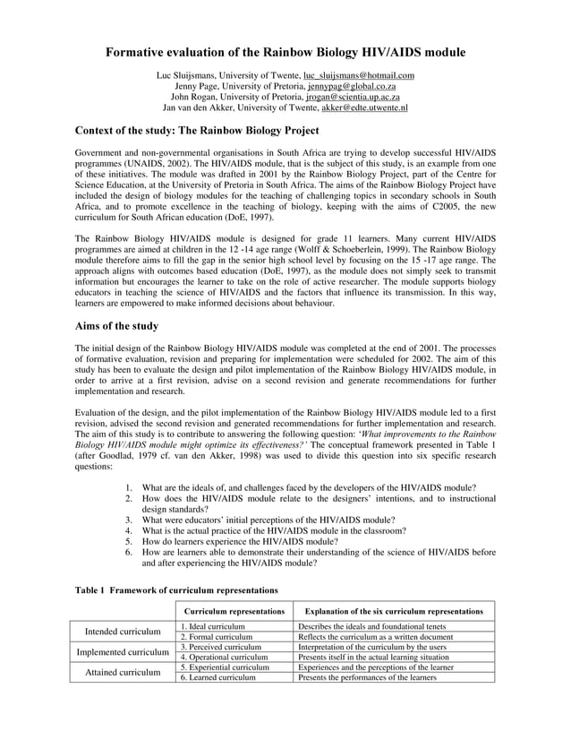 Evaluation HIV/AIDS module | PDF