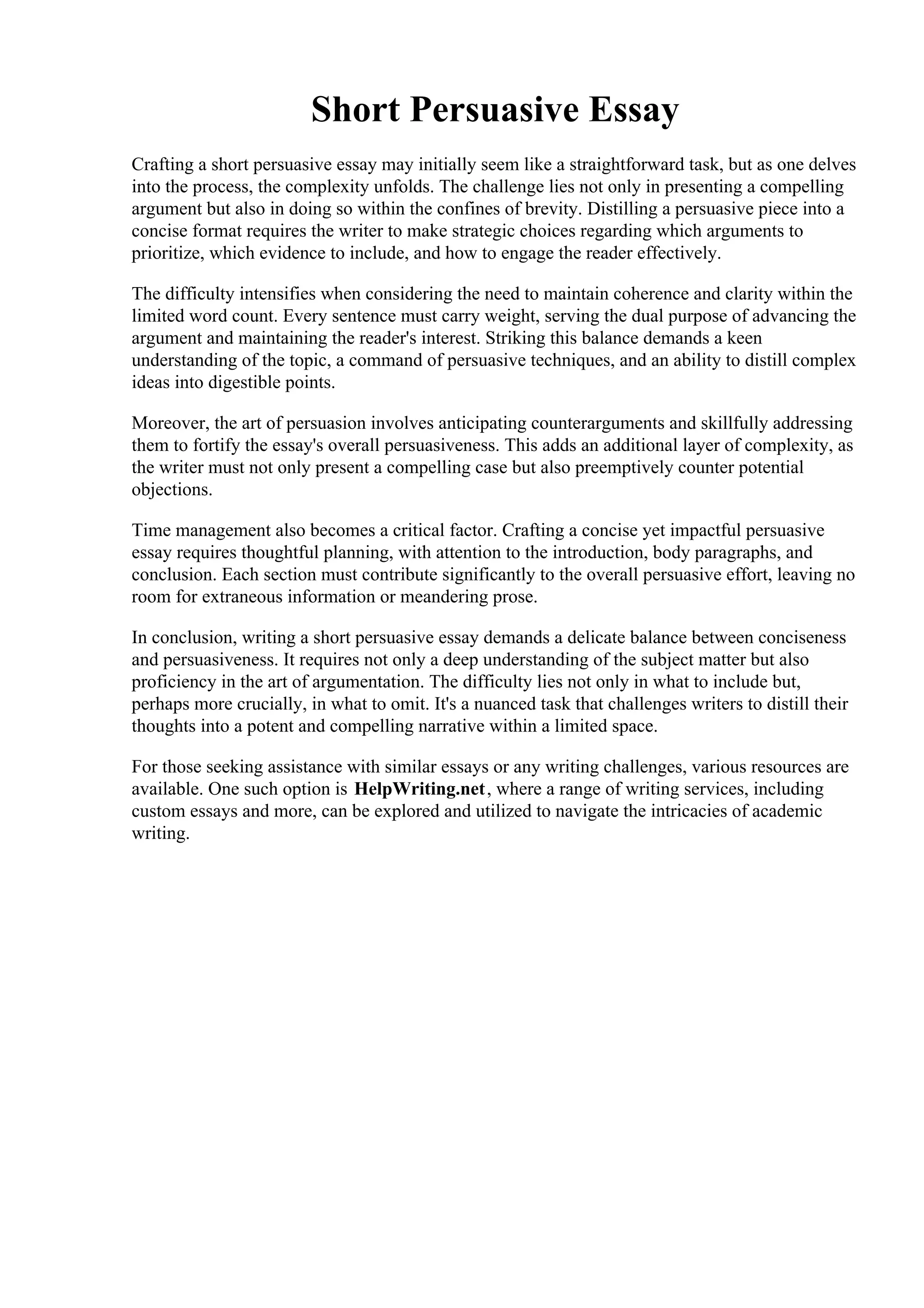 Short Persuasive Essay | PDF