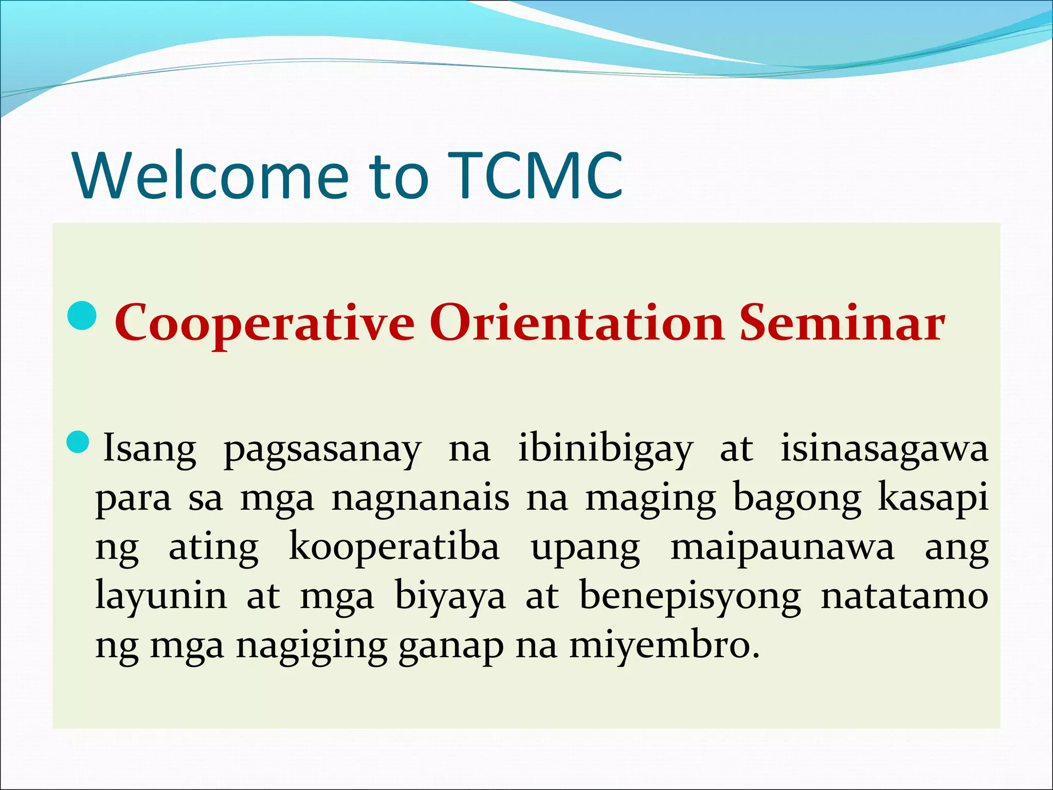 Cooperative Orientation Seminar Presentation | PPT