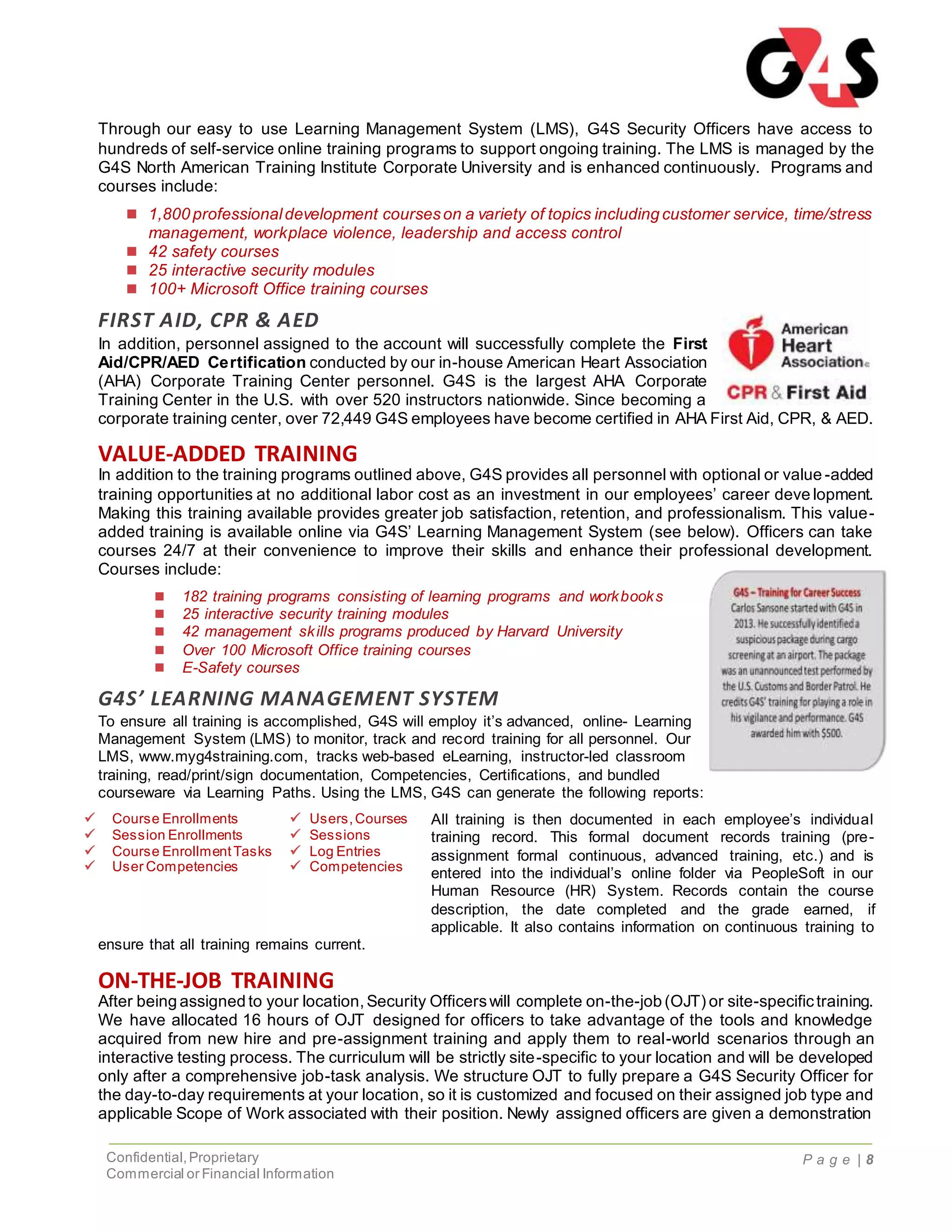 G4S Security Officer Training and Benefits Proposal | DOCX