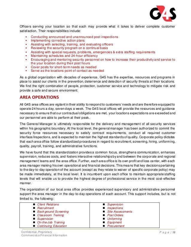 G4S Security Officer Training and Benefits Proposal