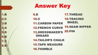 SHORT QUIZ on Sewing Tools.pptx