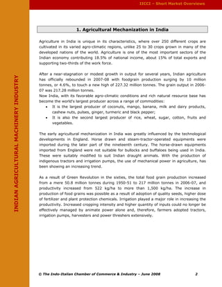 Short report on agricultural machinery indo- italian coc | PDF