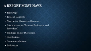 Short report writing | PPTX