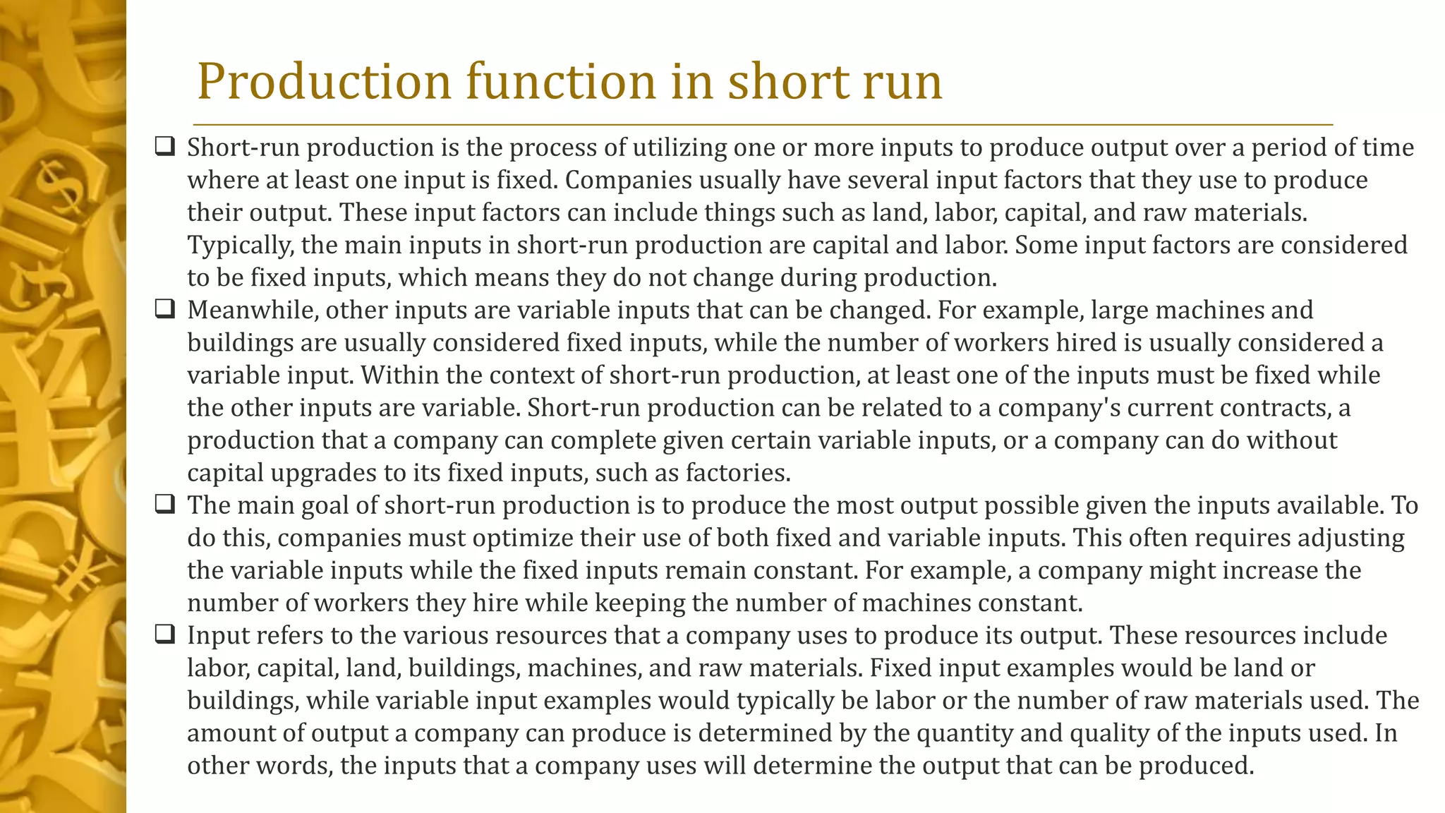 SHORT RUN production function | PPTX