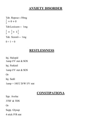 MEDICINE SHORT Rx | DOCX | Diabetes | Diseases and Conditions