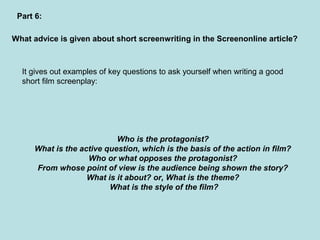 Short screenplay writing | PPT