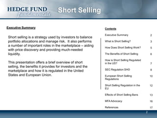 Short Selling: A Brief Overview and Regulatory Update | PDF