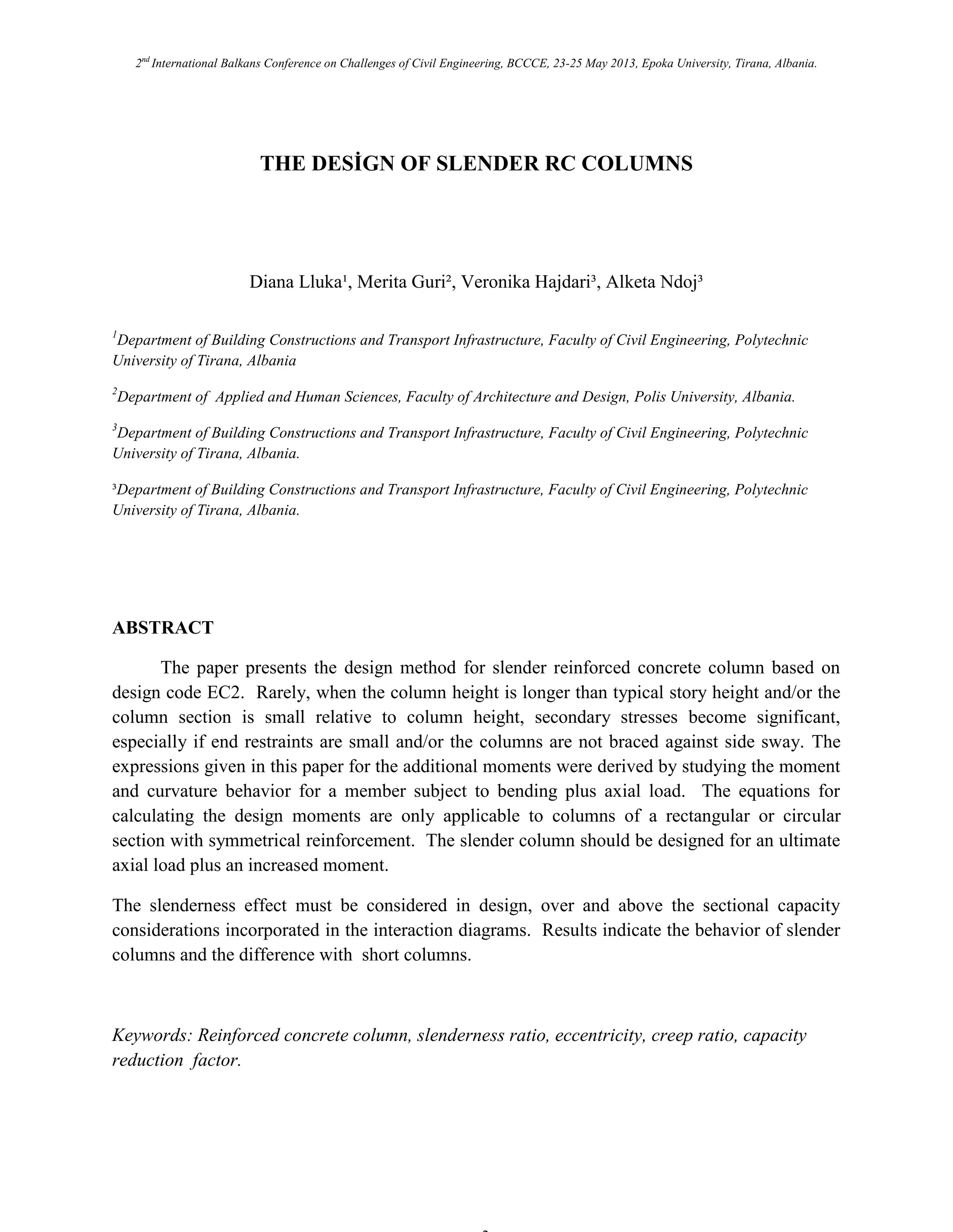 description and difference between short & slender columns | PDF