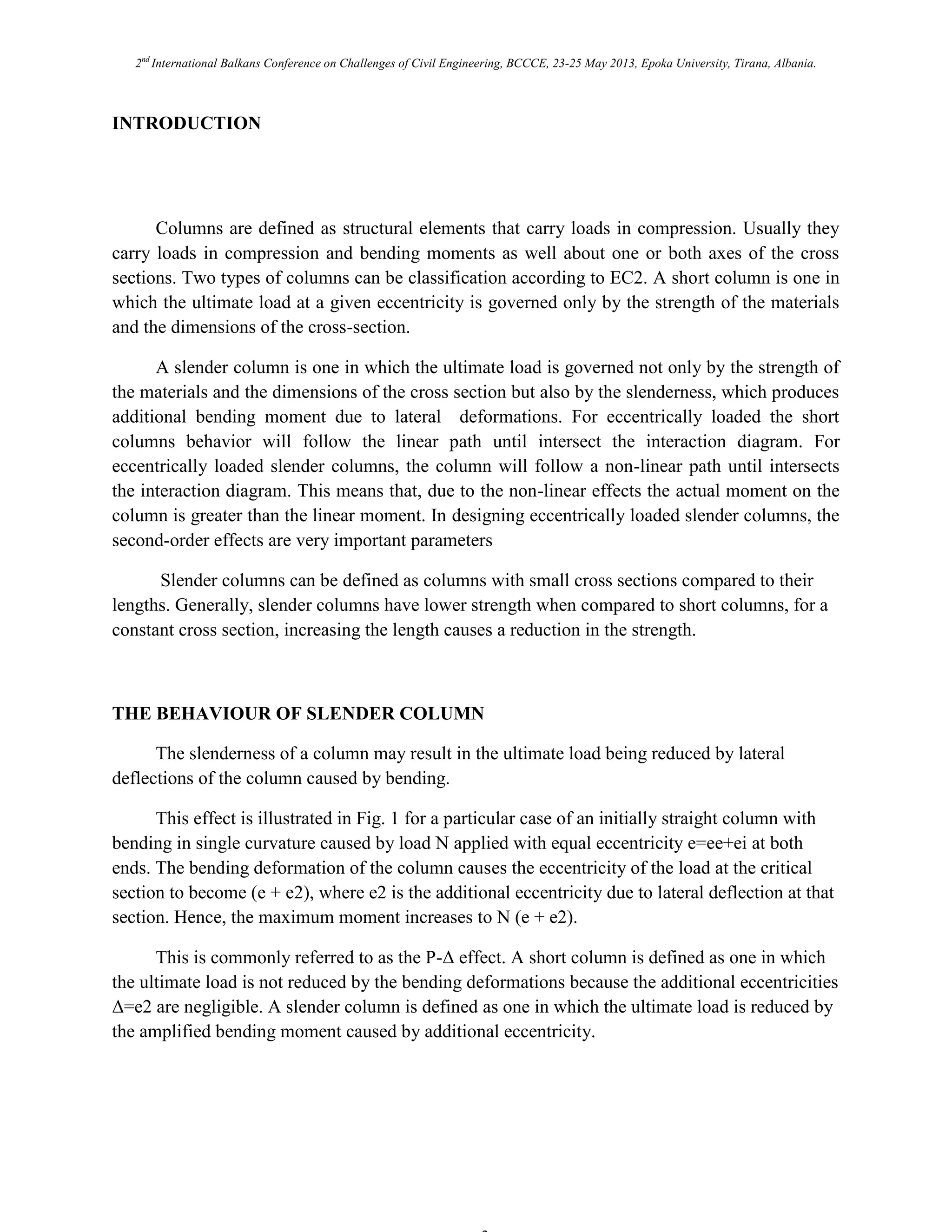 description and difference between short & slender columns | PDF