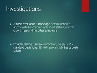 Short stature a Diagnostic approach | PPT